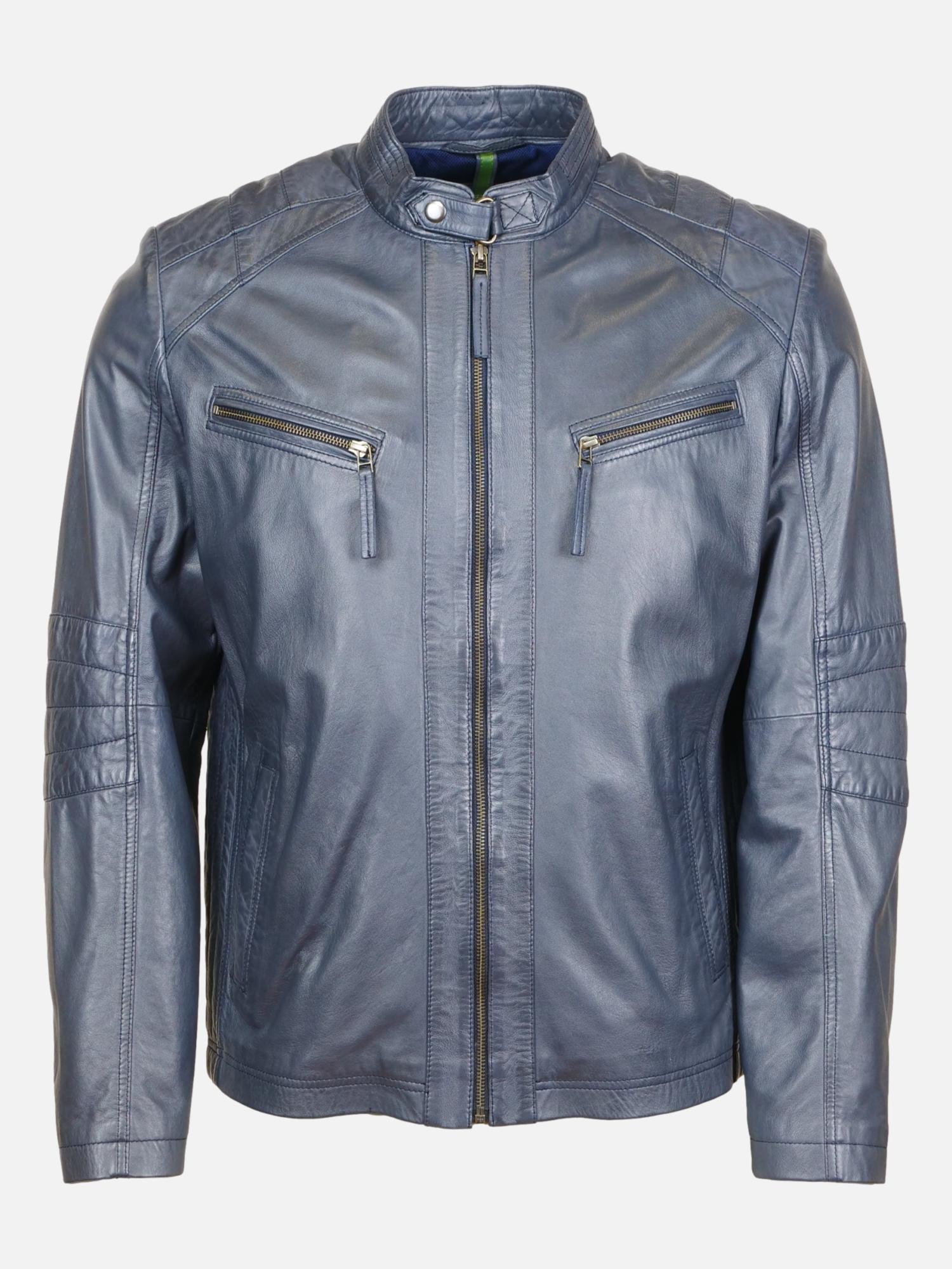 Bulk - Lamb Boss Leather - Jacket - Man - Blue – Stampe Denmark